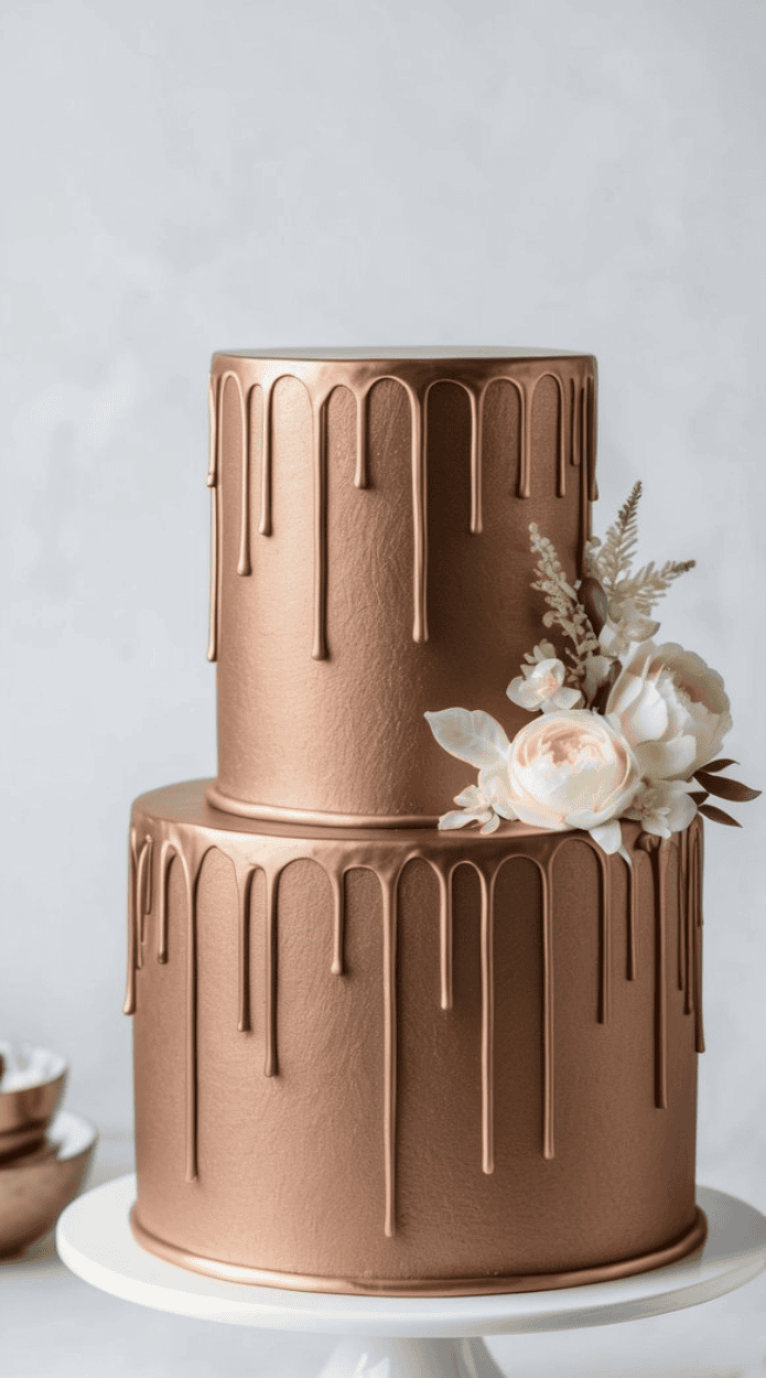 29 Metallic Drip Cake Decorating Ideas for a Dessert That Shines