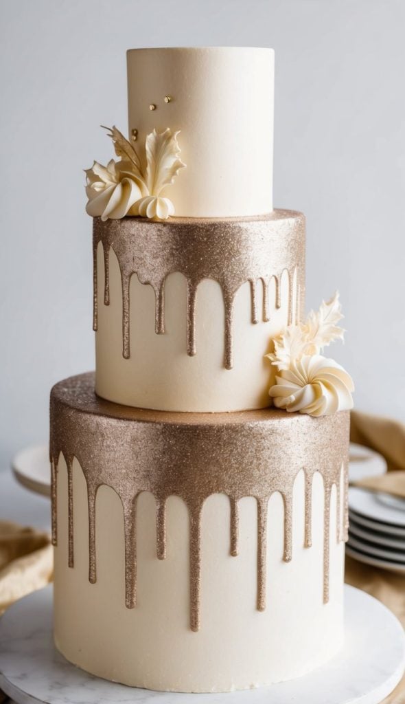 29 Metallic Drip Cake Decorating Ideas for a Dessert That Shines