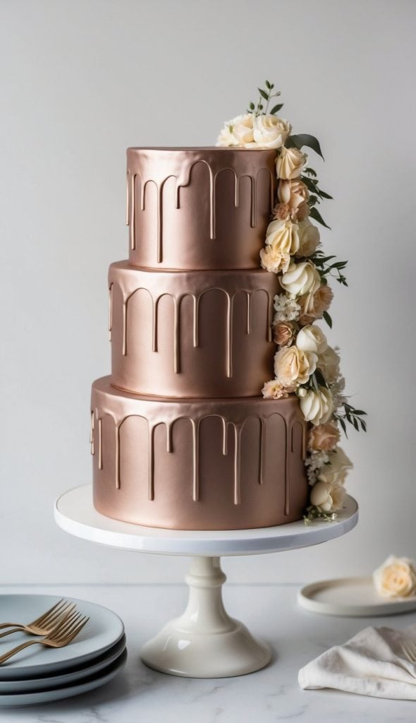 29 Metallic Drip Cake Decorating Ideas for a Dessert That Shines