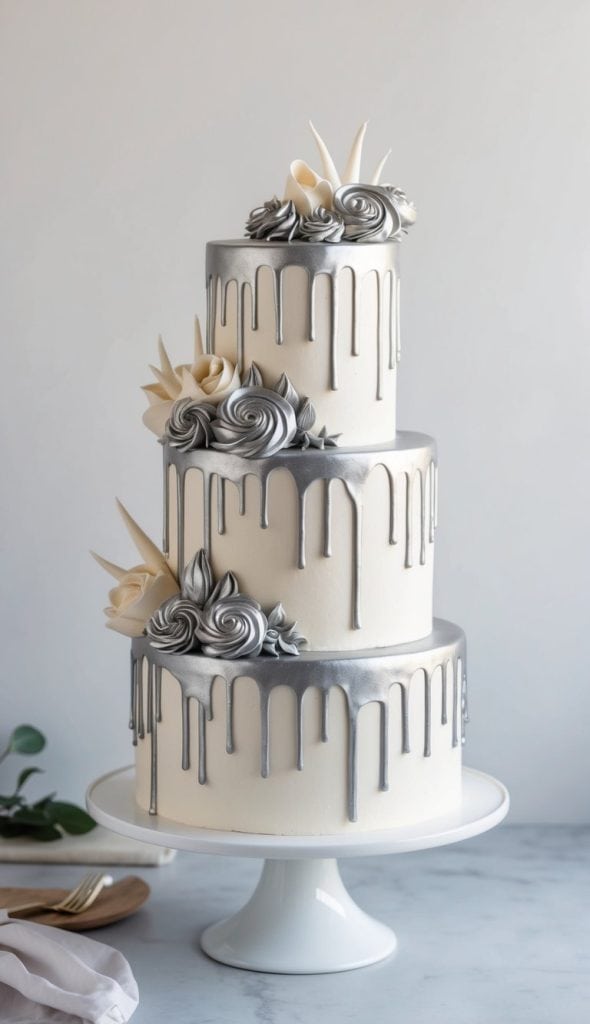 29 Metallic Drip Cake Decorating Ideas for a Dessert That Shines