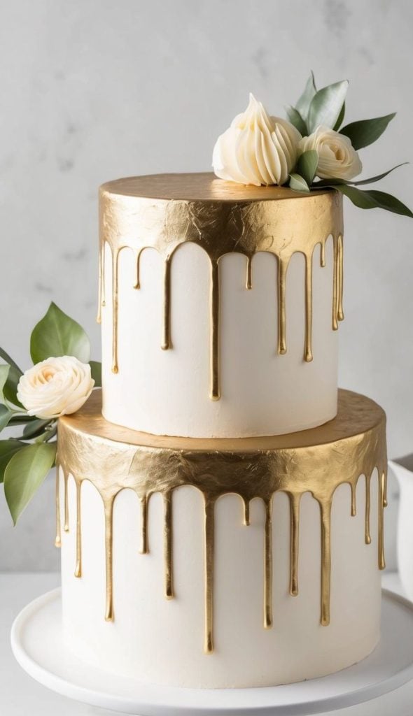 29 Metallic Drip Cake Decorating Ideas for a Dessert That Shines