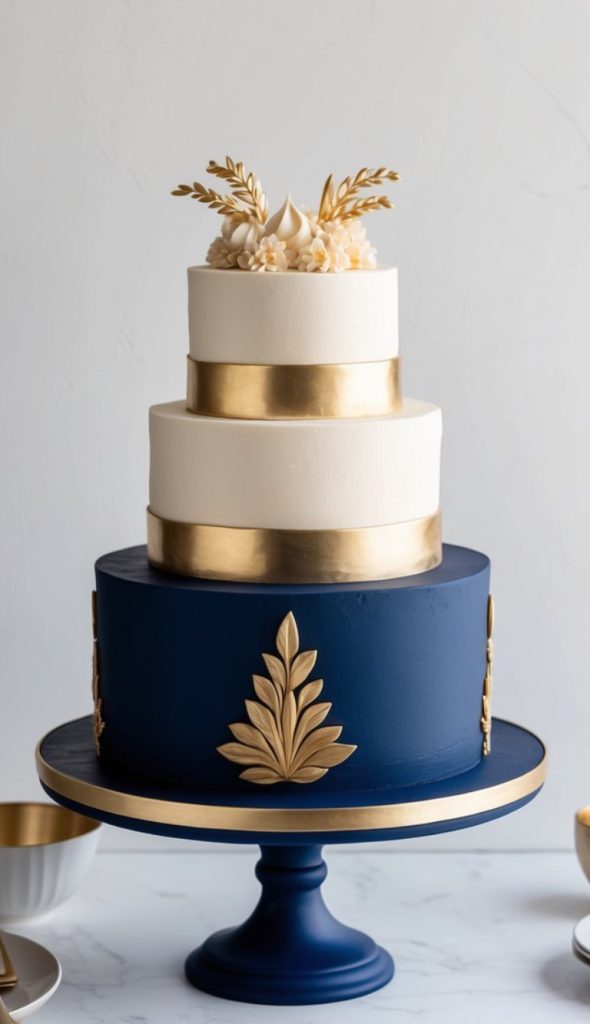 20 Navy Blue and Gold Cake Decorating Ideas That Exude Luxury
