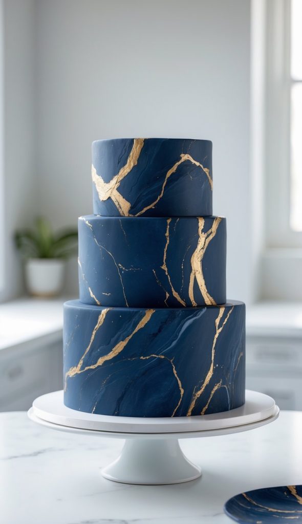 20 Navy Blue and Gold Cake Decorating Ideas That Exude Luxury
