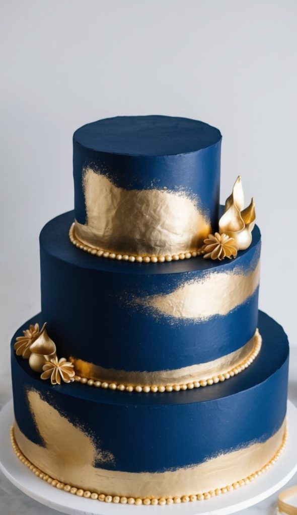 20 Navy Blue and Gold Cake Decorating Ideas That Exude Luxury