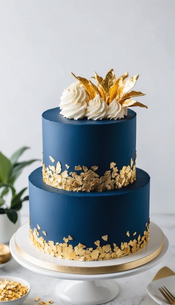 20 Navy Blue and Gold Cake Decorating Ideas That Exude Luxury